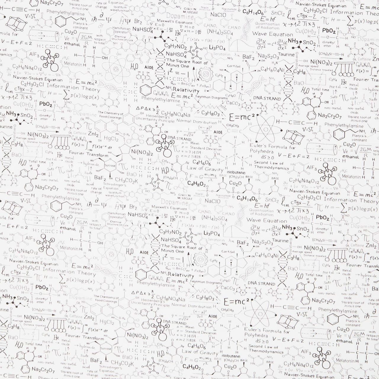 Spaced Out - Scientific Formulas White Yardage