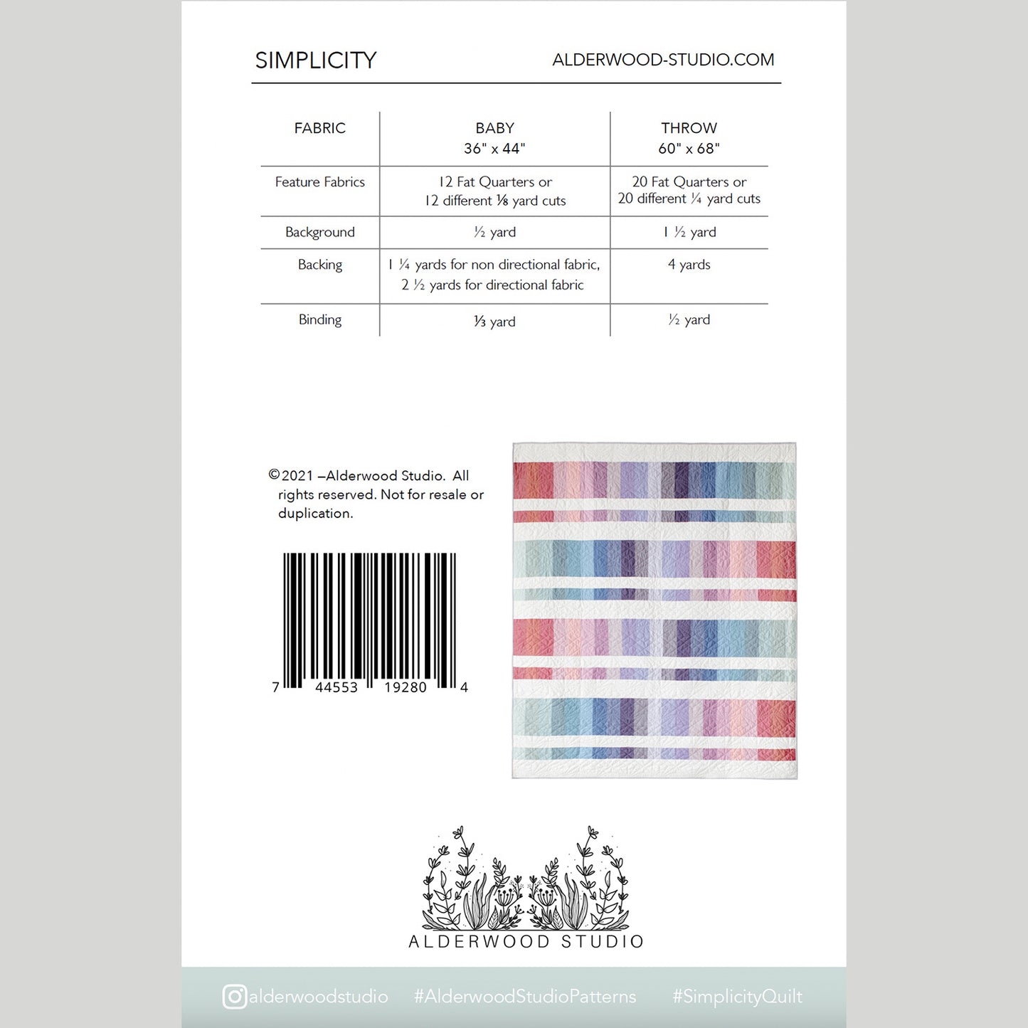 Digital Download - Simplicity Quilt Pattern