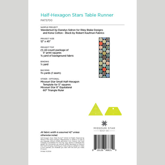 Half-Hexagon Stars Table Runner Pattern by Missouri Star