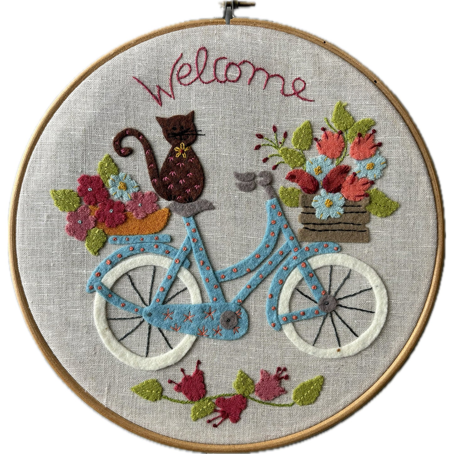 Bicycle Wool Felt Embroidery Appliqué Kit