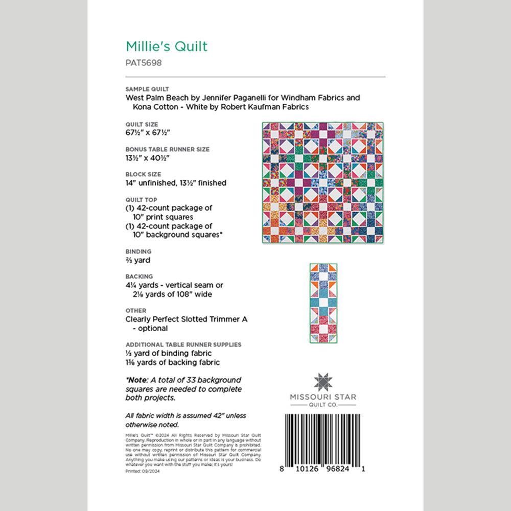 Millie's Quilt Quilt Pattern by Missouri Star