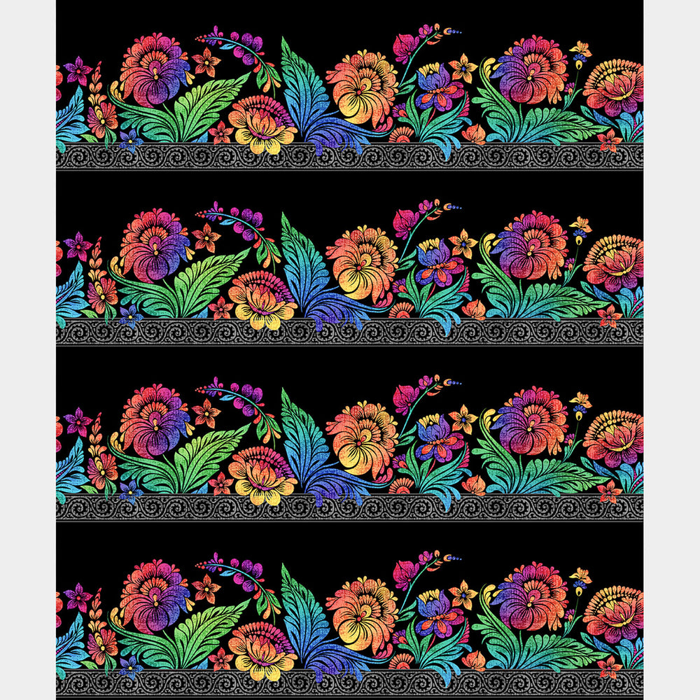 Vivid - Floral Border Multi Yardage