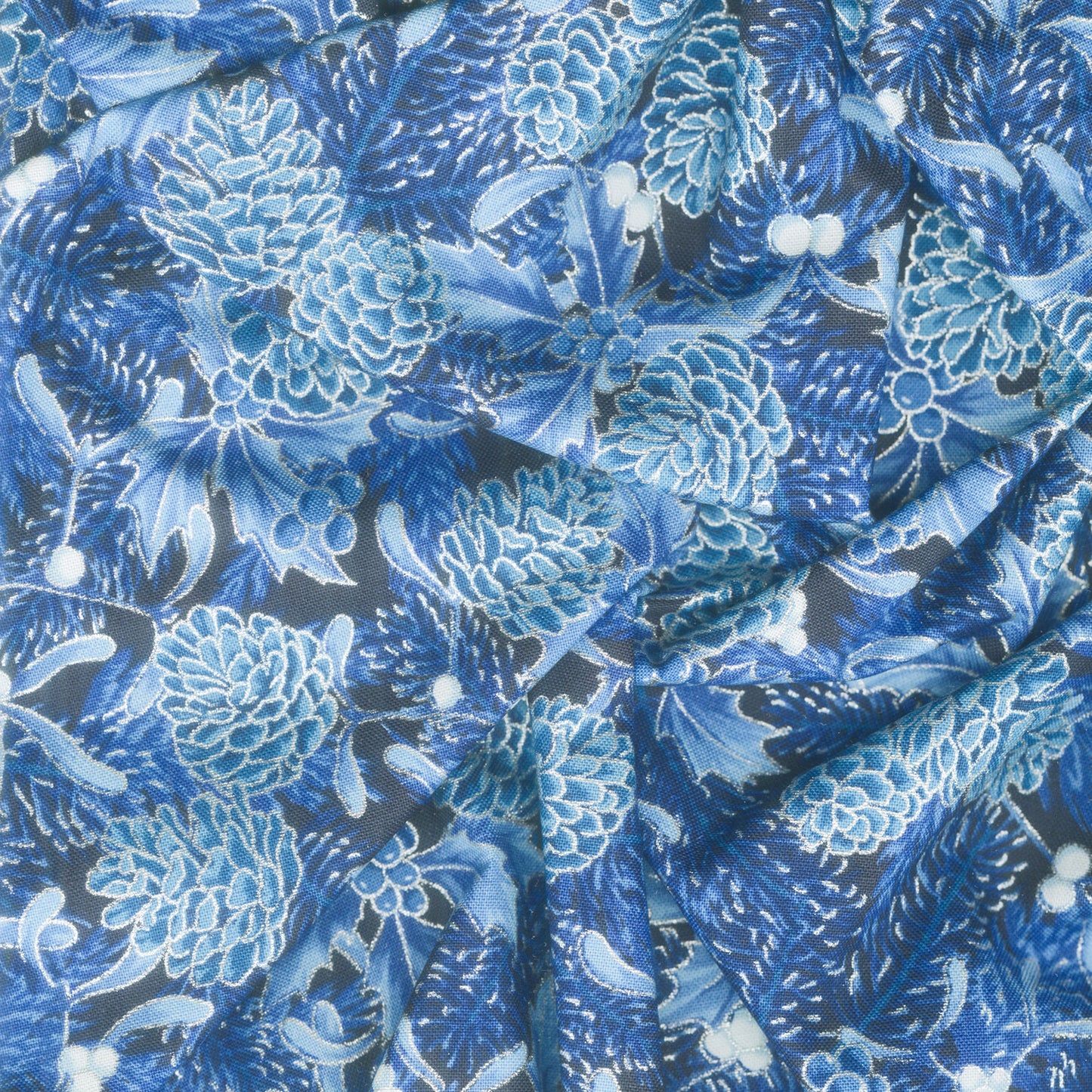 Holiday Flourish - Festive Finery Blue Colorstory Pinecones Blue Metal