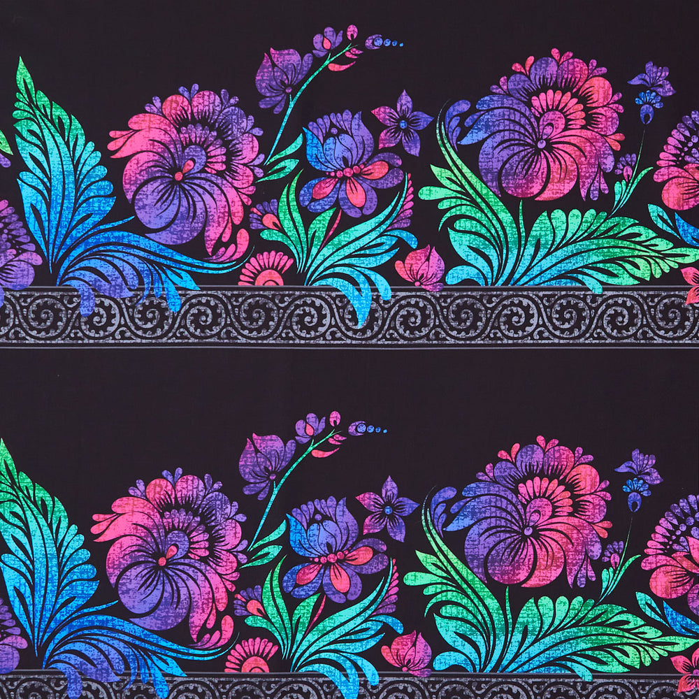 Vivid - Floral Border Jewel Yardage