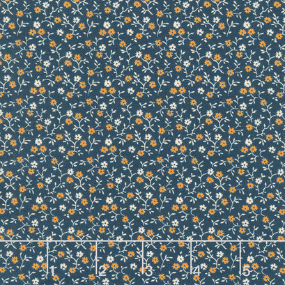 Circa - Sharp Cheddar Flourish Indigo Yardage