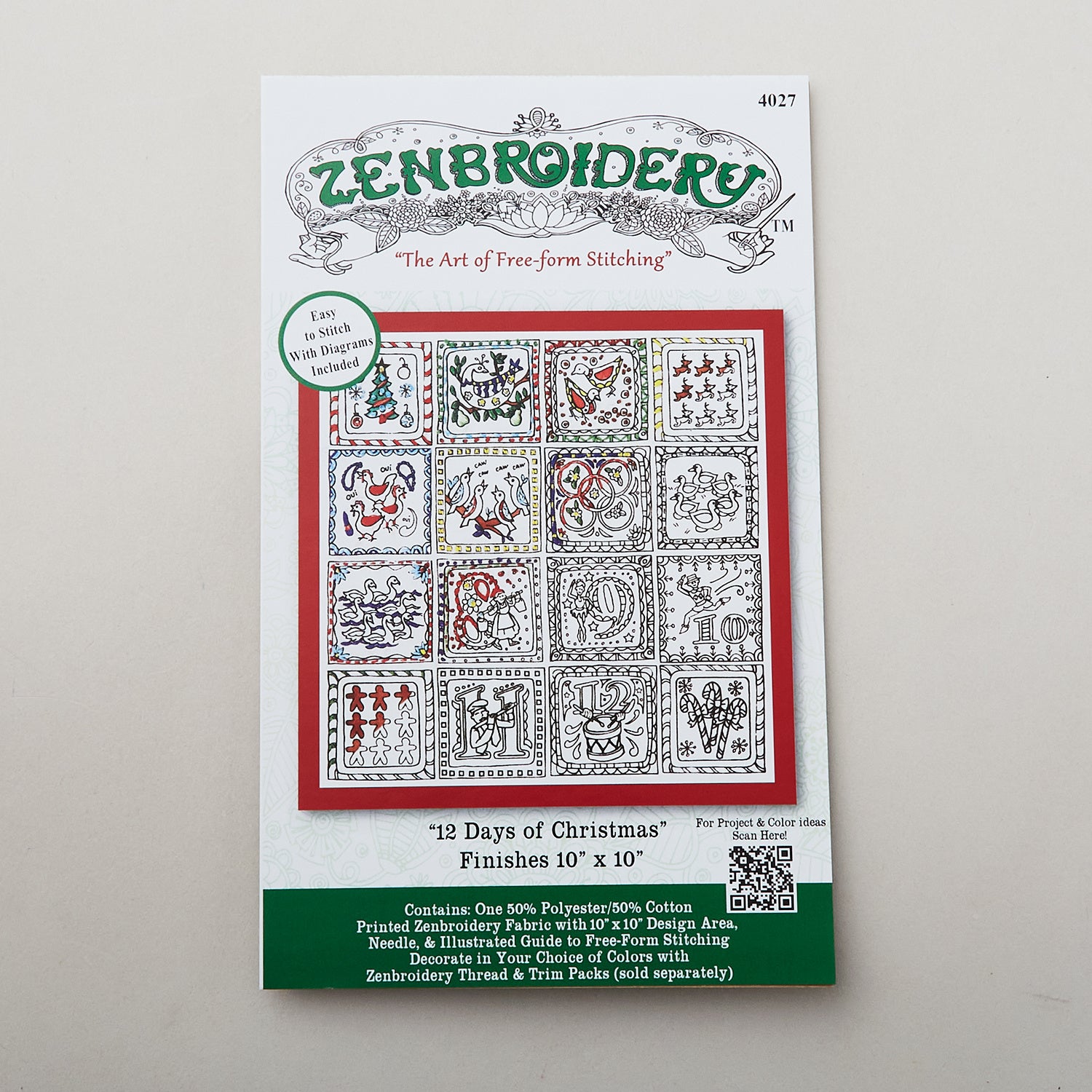 Zenbroidery Twelve Days of Christmas Embroidery Kit