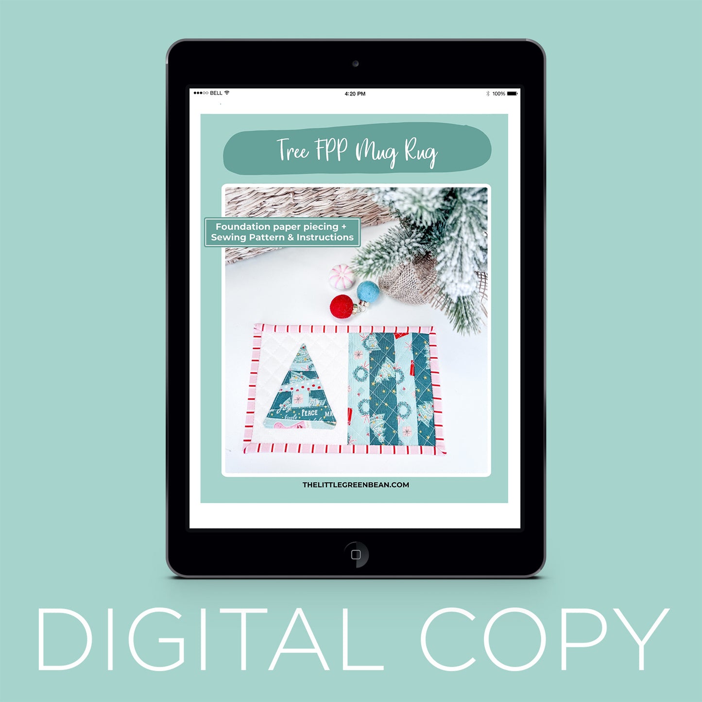 Digital Download - Tree FPP Mug Rug Pattern