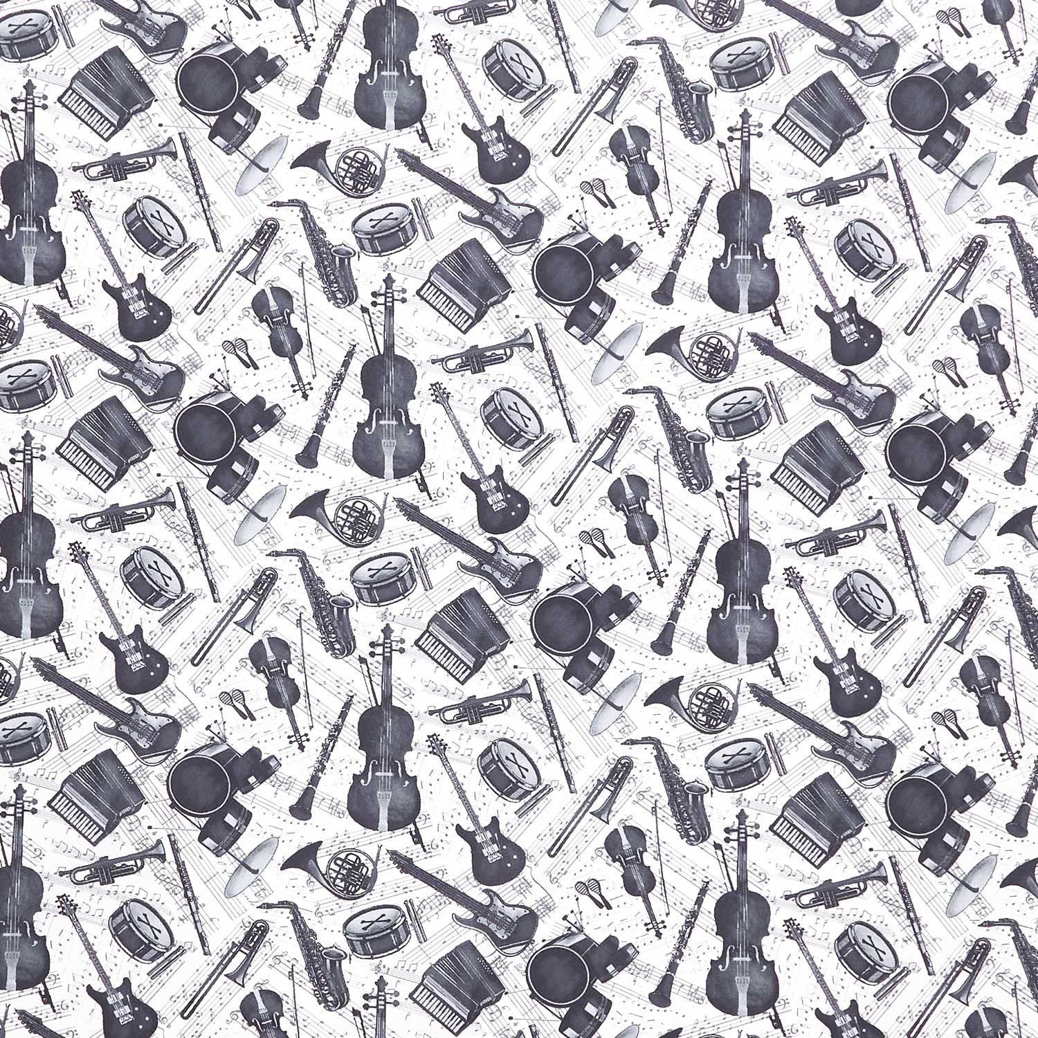 Sonata - Grey Instruments & Notes Cream Yardage