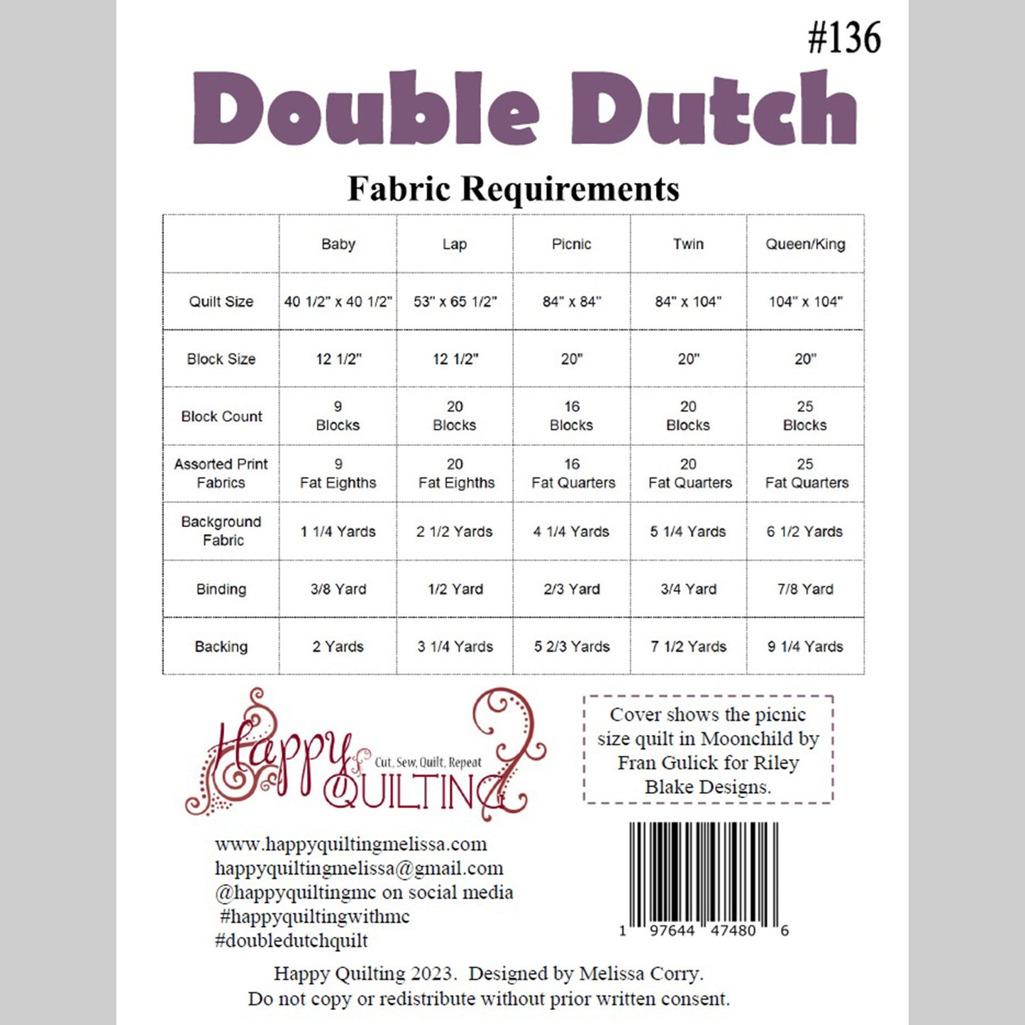 Digital Download - Double Dutch Quilt Pattern