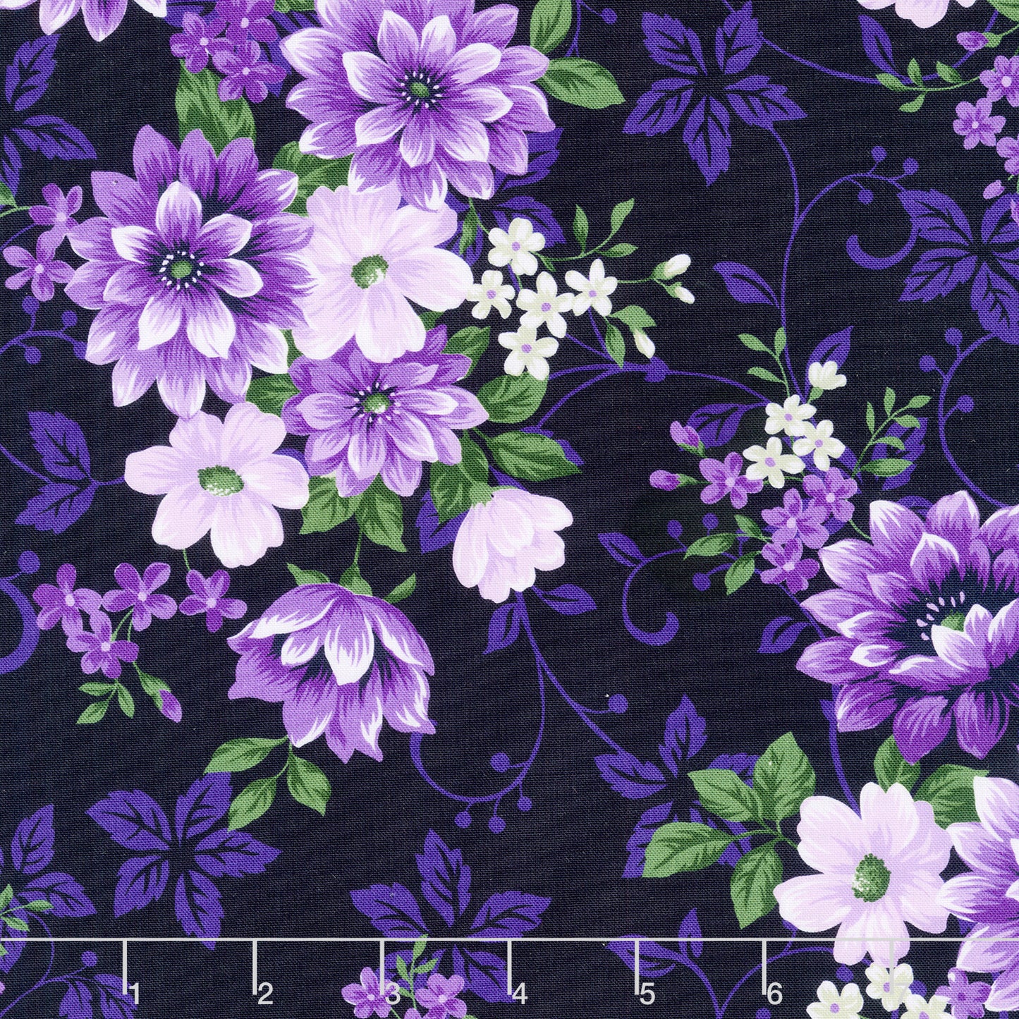 Georgina - Floral Midnight Purple Yardage