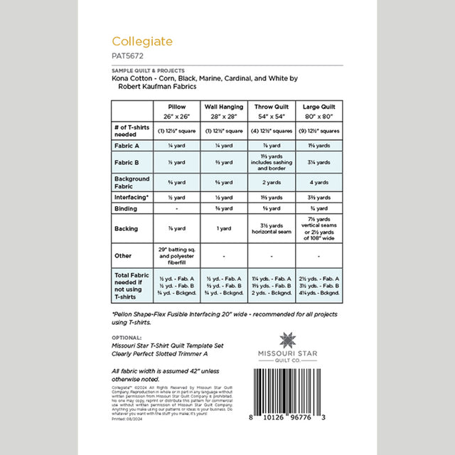 Collegiate Quilt Pattern by Missouri Star