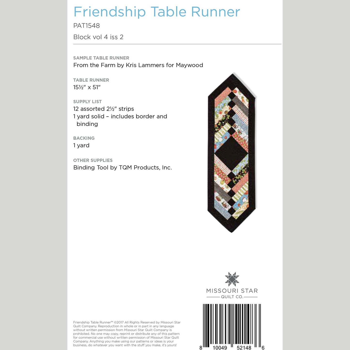 Digital Download - Friendship Table Runner Quilt Pattern by Missouri S