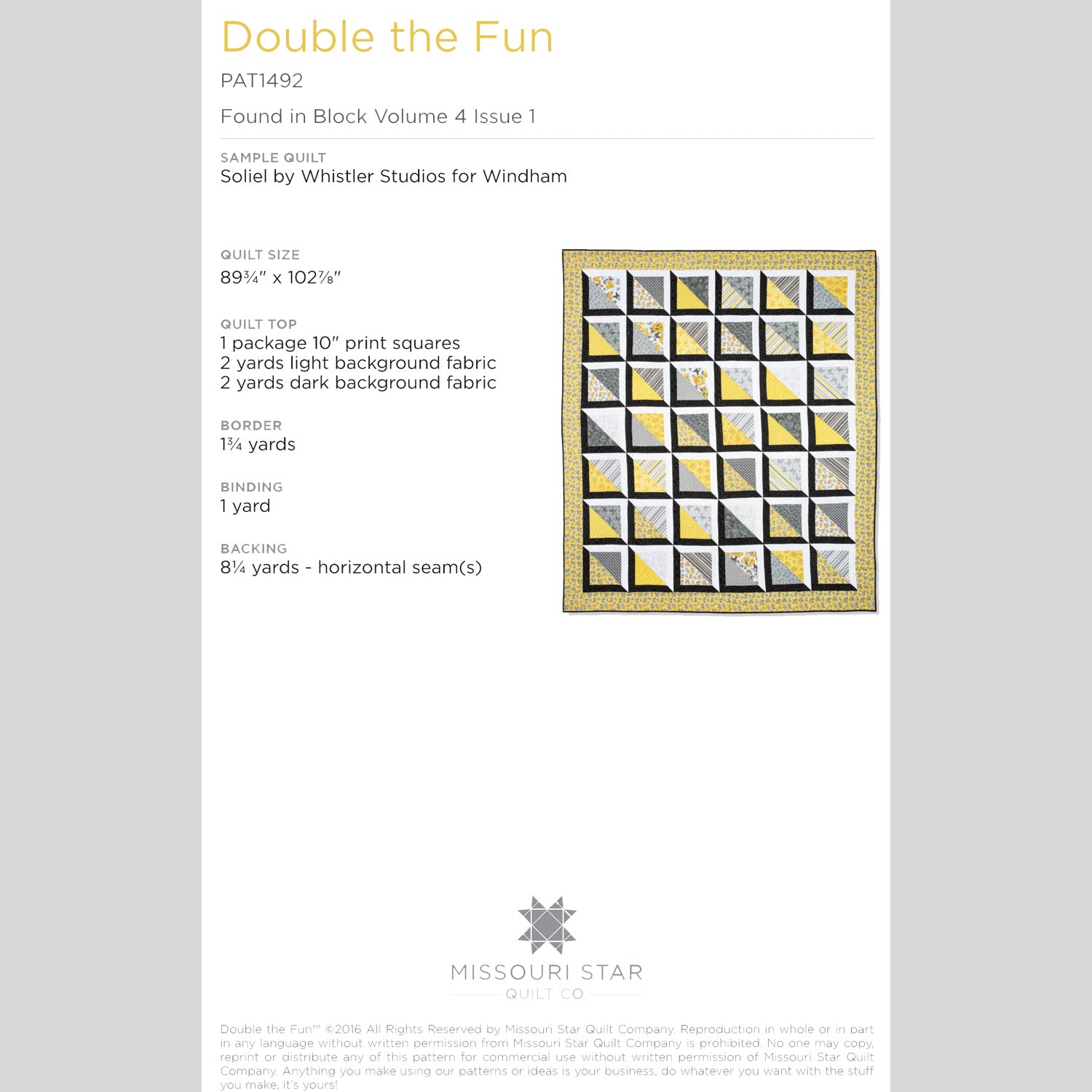 Digital Download - Double the Fun (Magic Square) Quilt Pattern by Miss