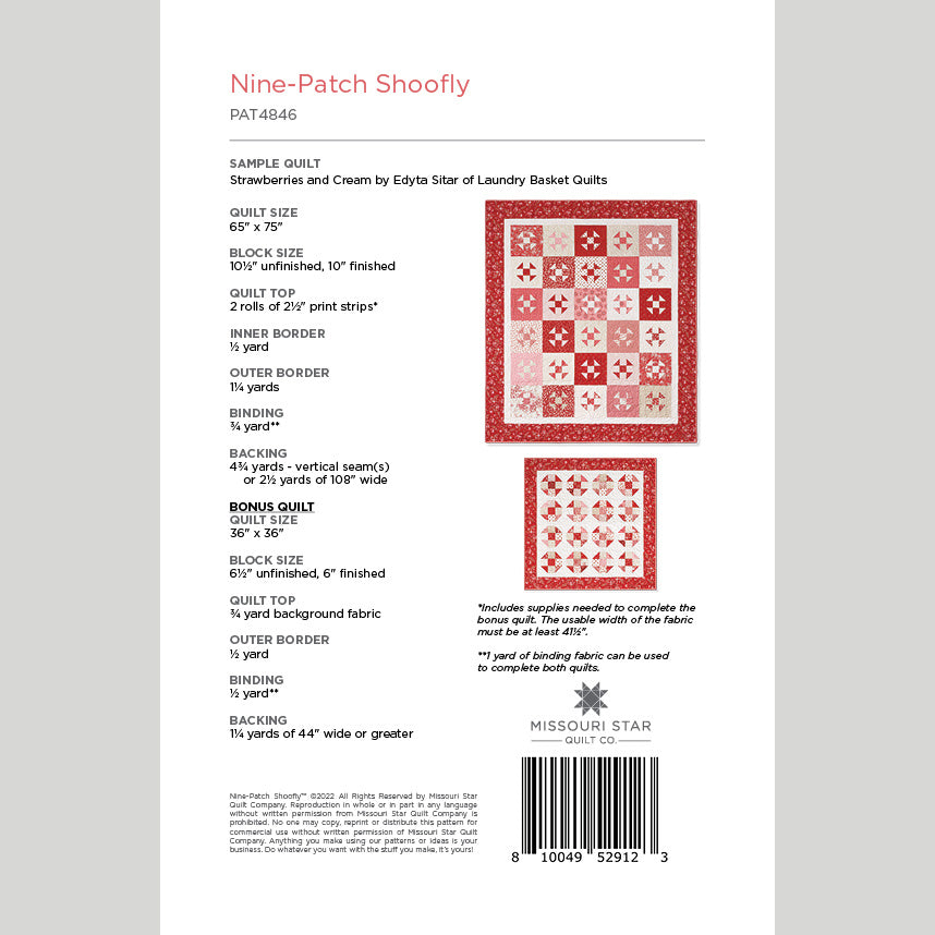 Digital Download - Nine-Patch Shoofly Quilt Pattern by Missouri Star