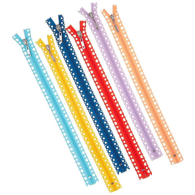 Missouri Star Fancy Zips 14" 6-pack - Stars and Hearts