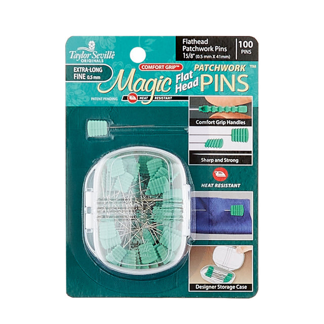 Magic Pins™ Flathead Patchwork Extra Long Fine Pins - 100 count