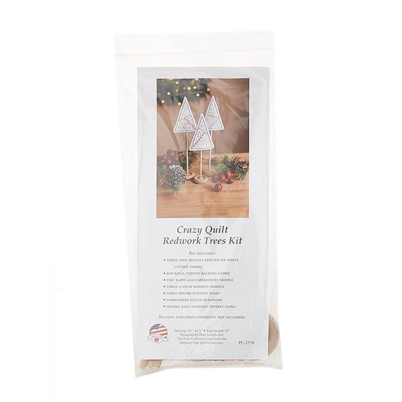 Crazy Quilt Redwork Trees Kit