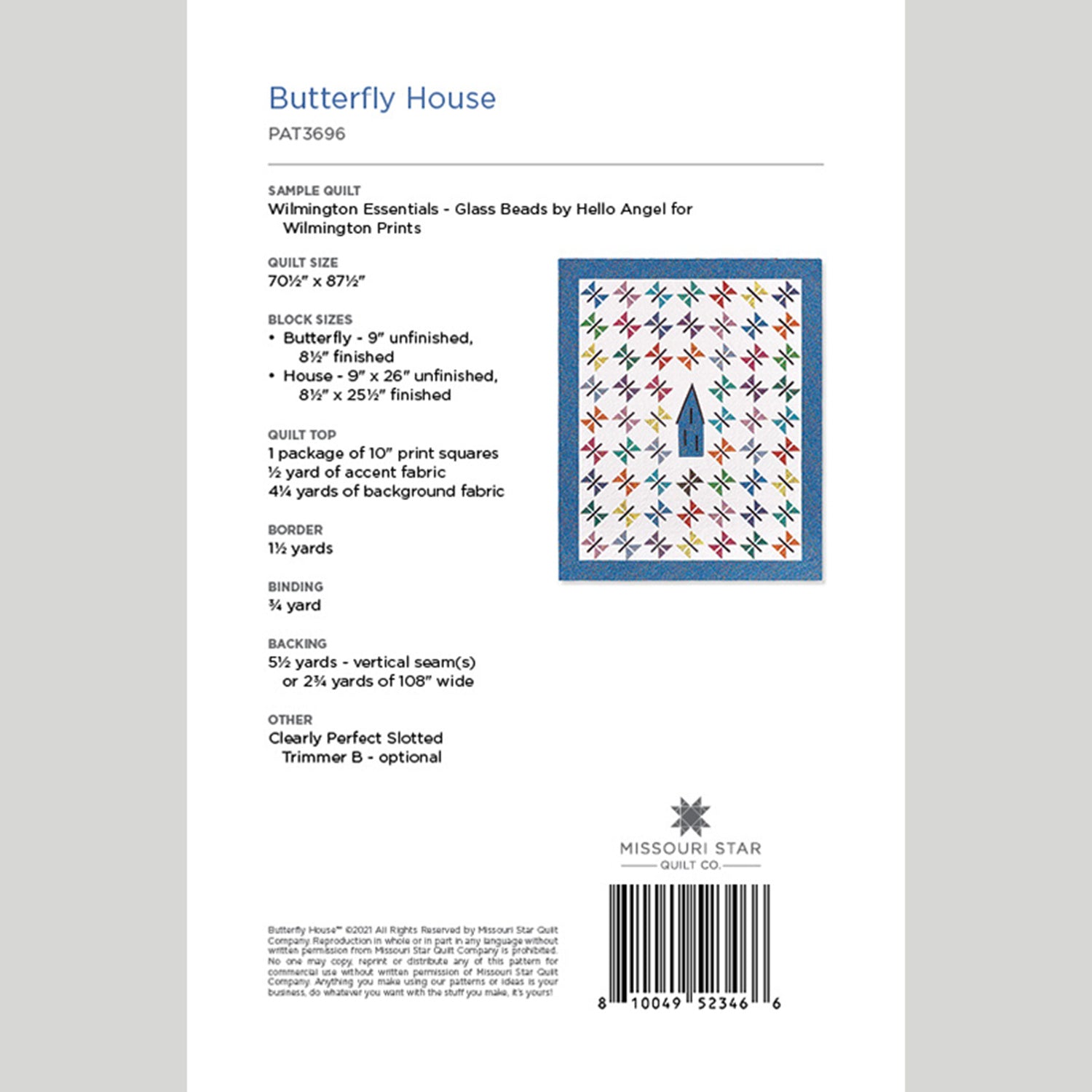 Digital Download - Butterfly House Quilt Pattern by Missouri Star