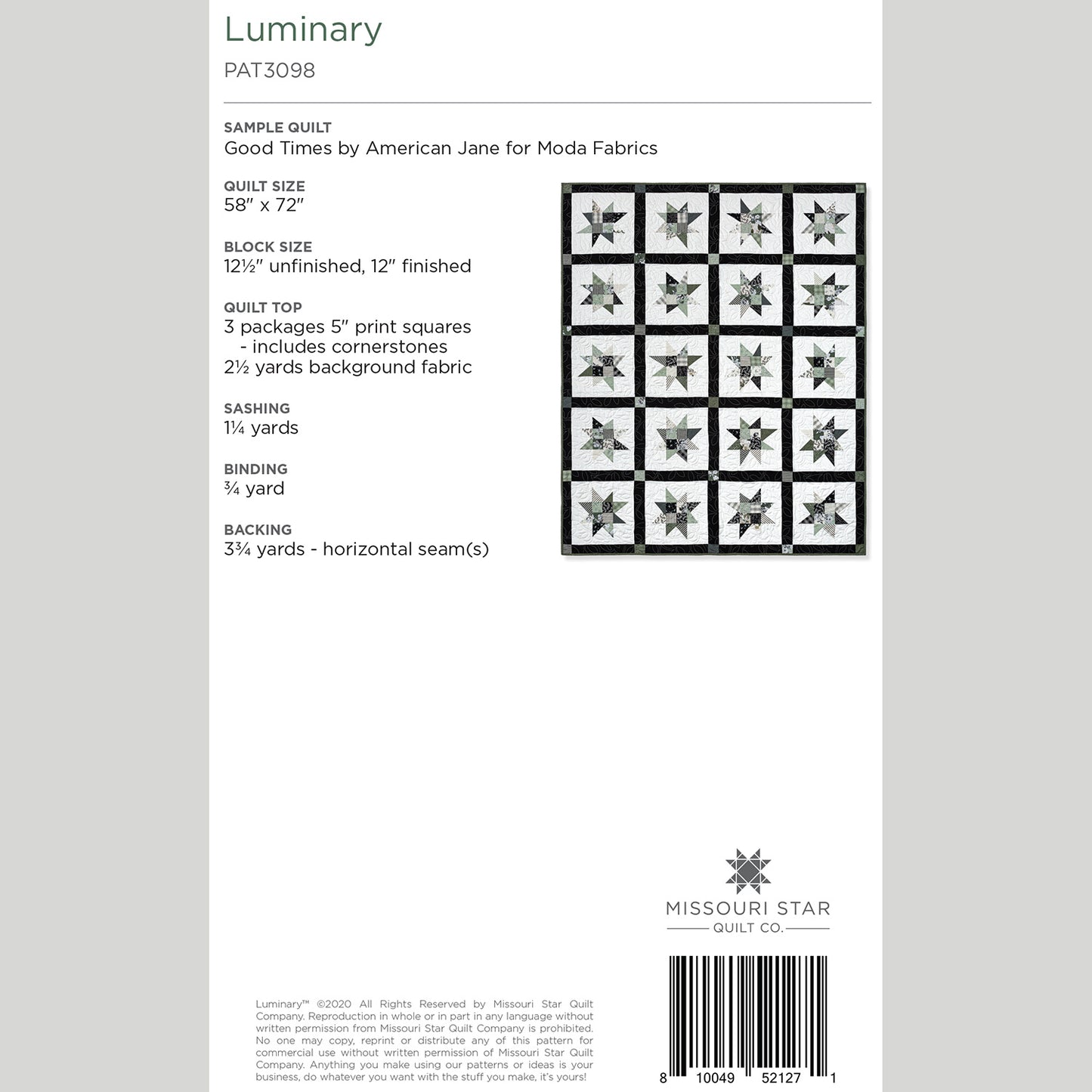 Digital Download - Luminary Quilt Pattern by Missouri Star
