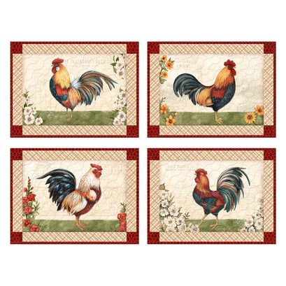 Garden Gate Roosters Place Mats Kit