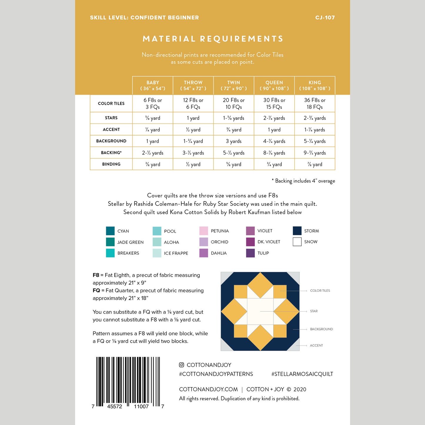 Digital Download - Stellar Mosaic Quilt Pattern