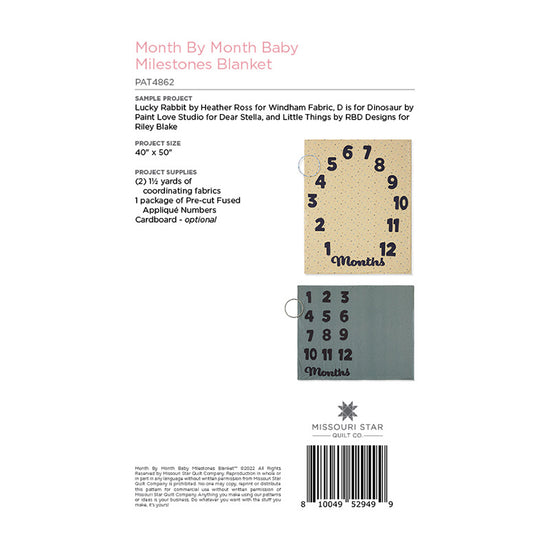 Month by Month Baby Milestones Blanket Pattern by Missouri Star