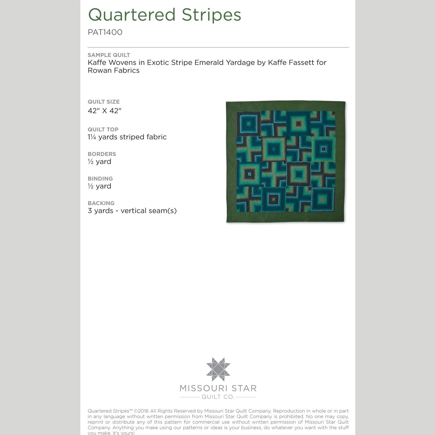 Digital Download - Quartered Stripes Quilt Pattern by Missouri Star