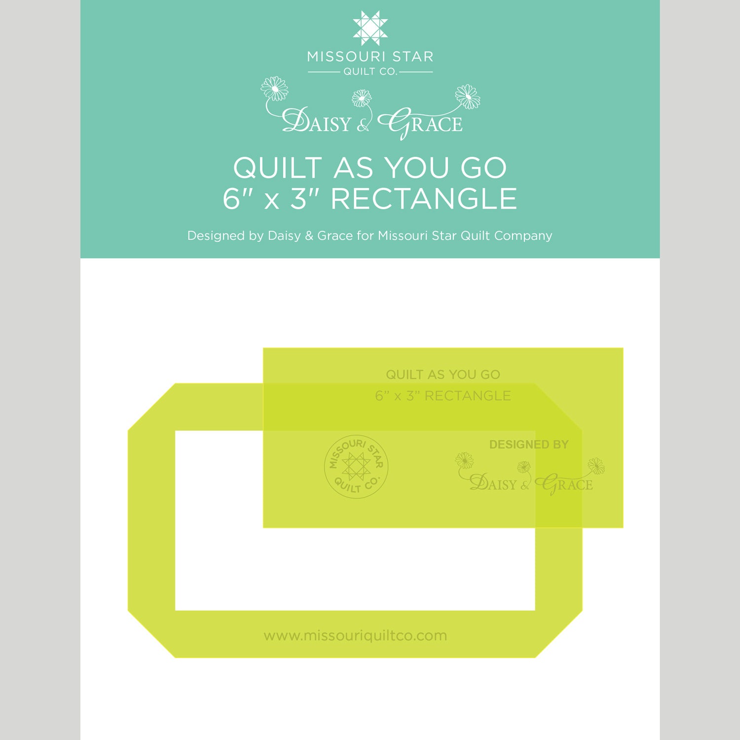 Quilt As You Go 3" x 6" Rectangle Template Designed by Daisy & Grace f
