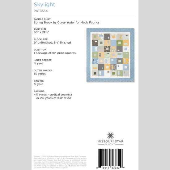 Digital Download - Skylight Quilt Pattern by Missouri Star