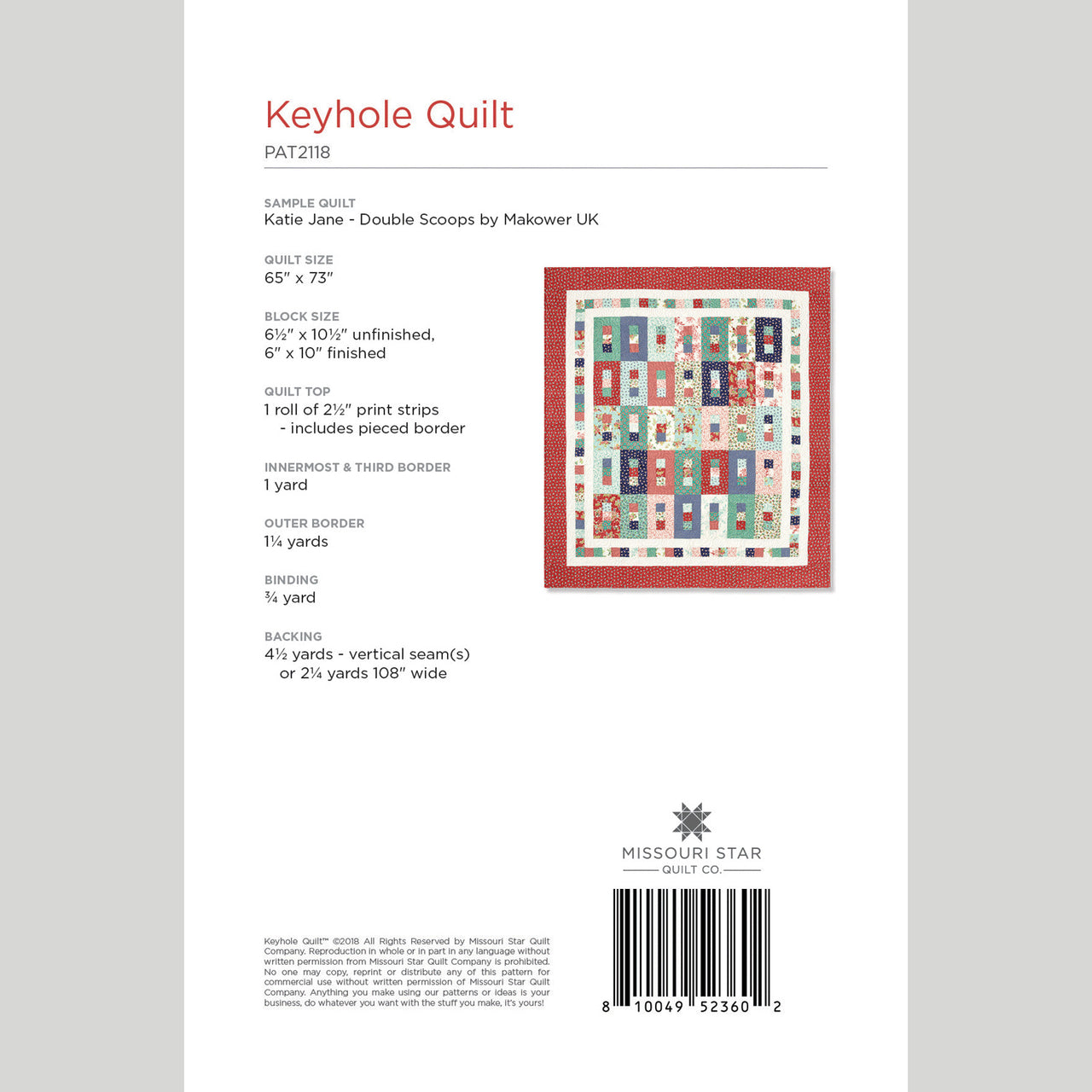 Digital Download - Keyhole Quilt Pattern by Missouri Star