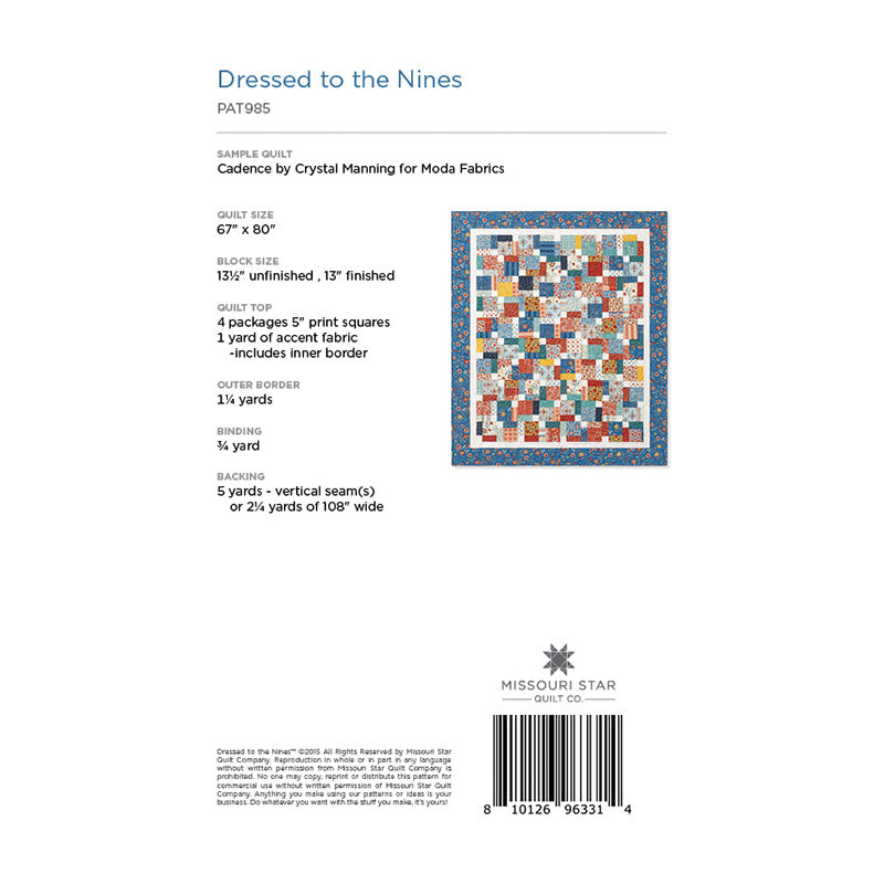 Digital Download - Dressed to the Nines Pattern by Missouri Star