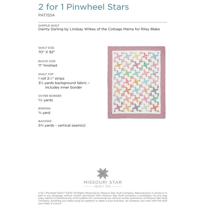 2 for 1 Pinwheel Stars Quilt Pattern by Missouri Star