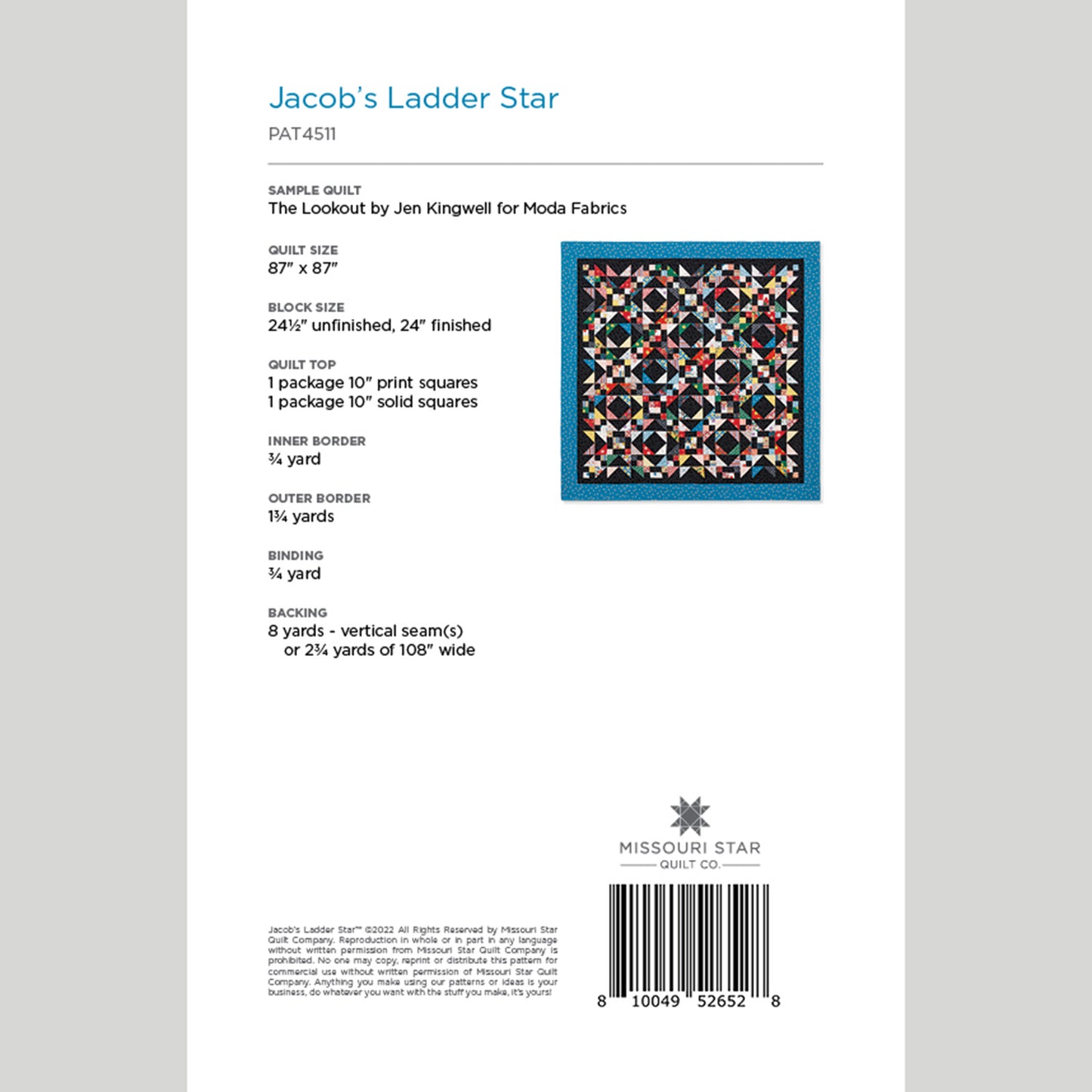 Digital Download - Jacob's Ladder Star Quilt Pattern by Missouri Star