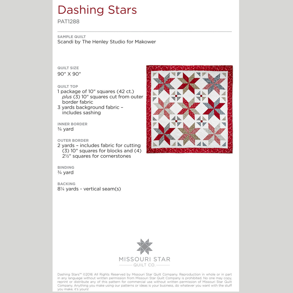 Digital Download - Dashing Stars Quilt Pattern by Missouri Star