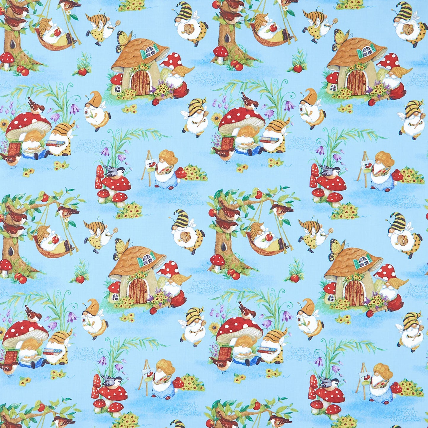 Buzzin' with My Gnom-iezz - Gnomes Blue Yardage