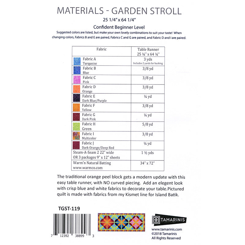 Garden Stroll Table Runner Pattern