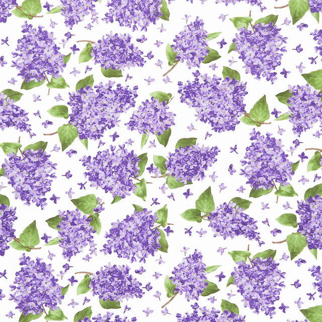 Elizabeth Flannel - Flowers White Yardage