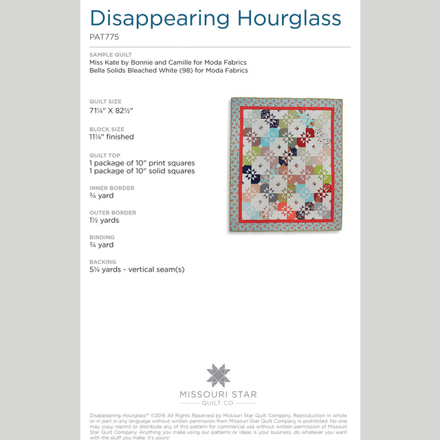 Digital Download - Disappearing Hourglass Quilt Pattern by Missouri St