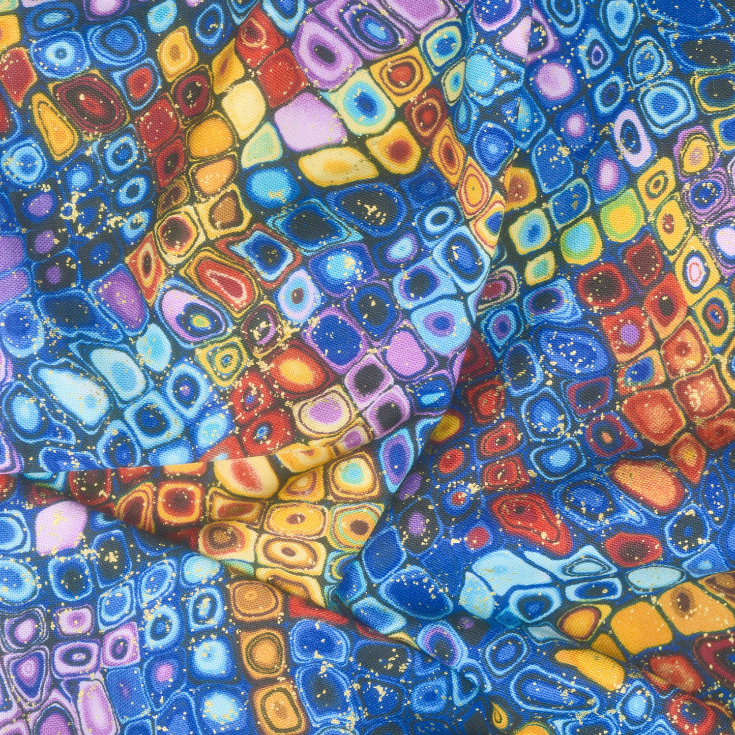 Wings of Gold - Geo Abstract Tide Multi Metallic Yardage