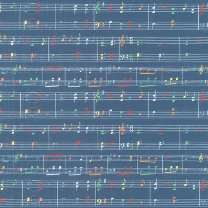 Sweet Melodies - Music Notes Navy Yardage