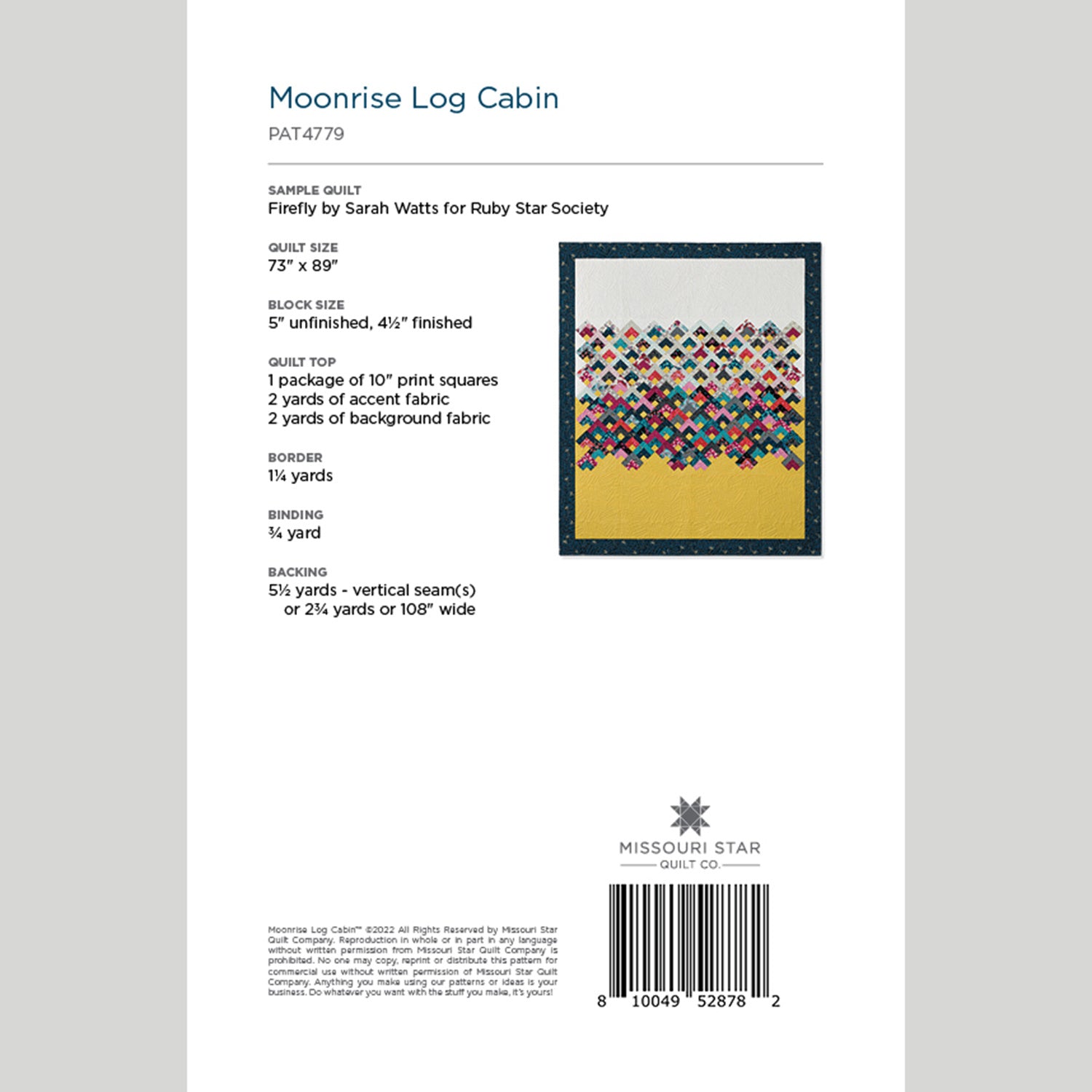 Digital Download - Moonrise Log Cabin Quilt Pattern by Missouri Star