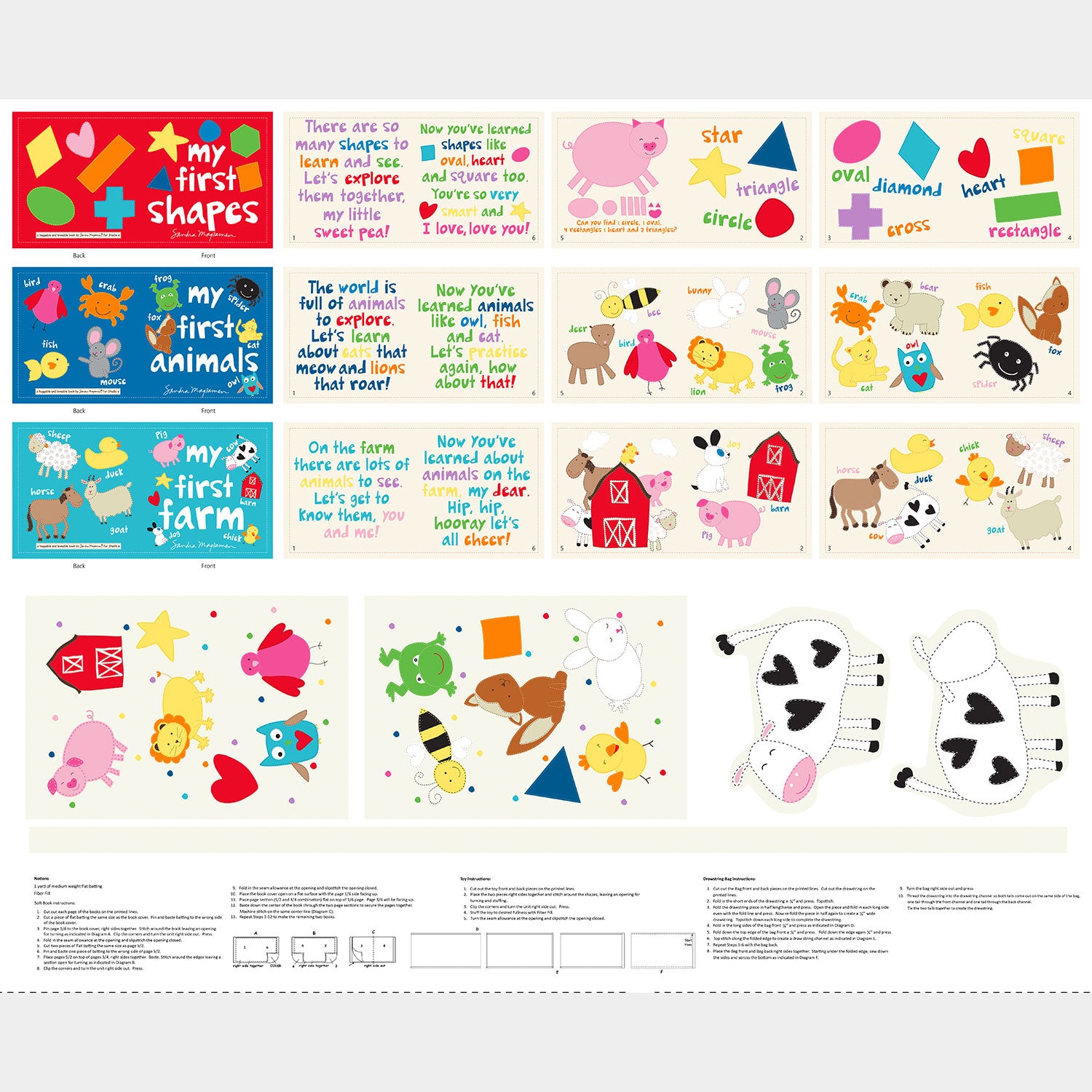 Huggable & Lovable Books - My First Shapes and Animals Multi Three Boo