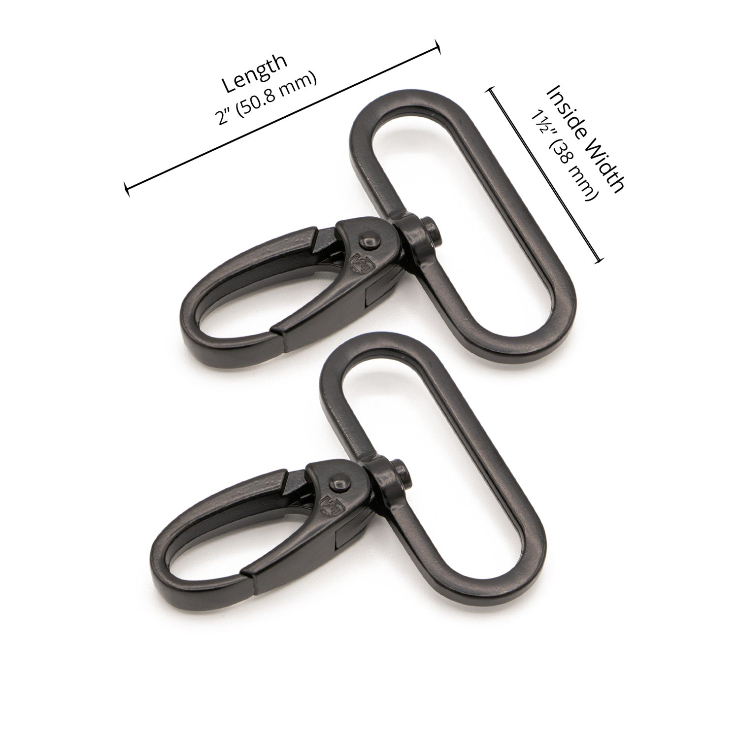 ByAnnie 1.5" Swivel Snap Hook Black Metal - Set of Two