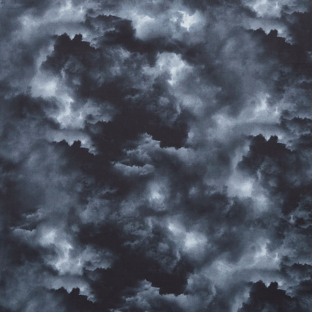Dragon's Lair - Dark Grey Cloud Sky Grey Digitally Printed Yardage