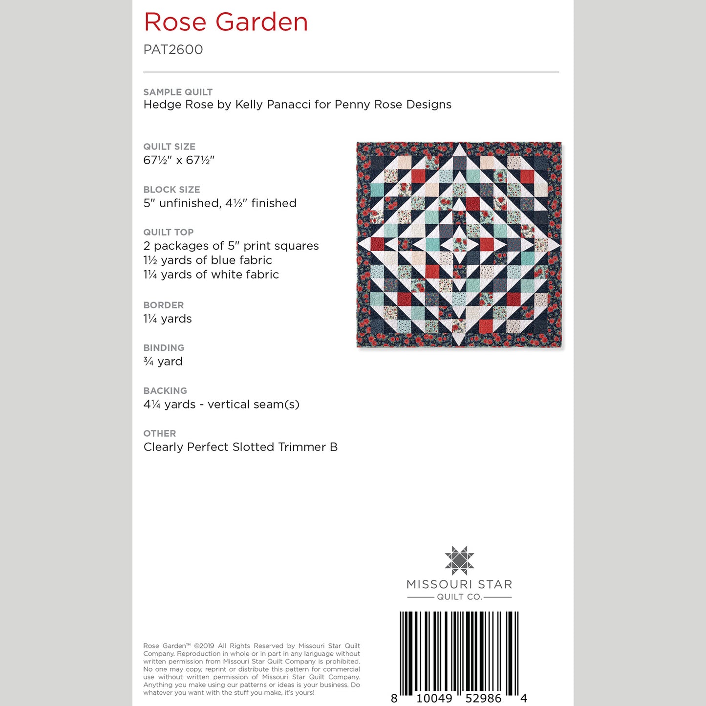 Digital Download - Rose Garden Quilt Pattern by Missouri Star