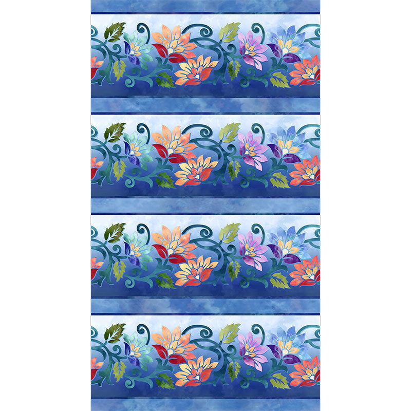 Prism - Border Stripe Blue Digitally Printed Yardage