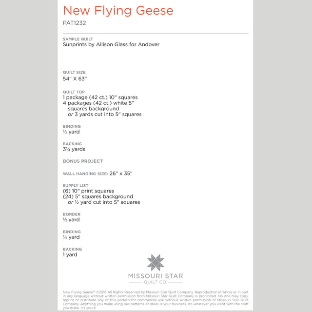 Digital Download - New Flying Geese Quilt Pattern by Missouri Star