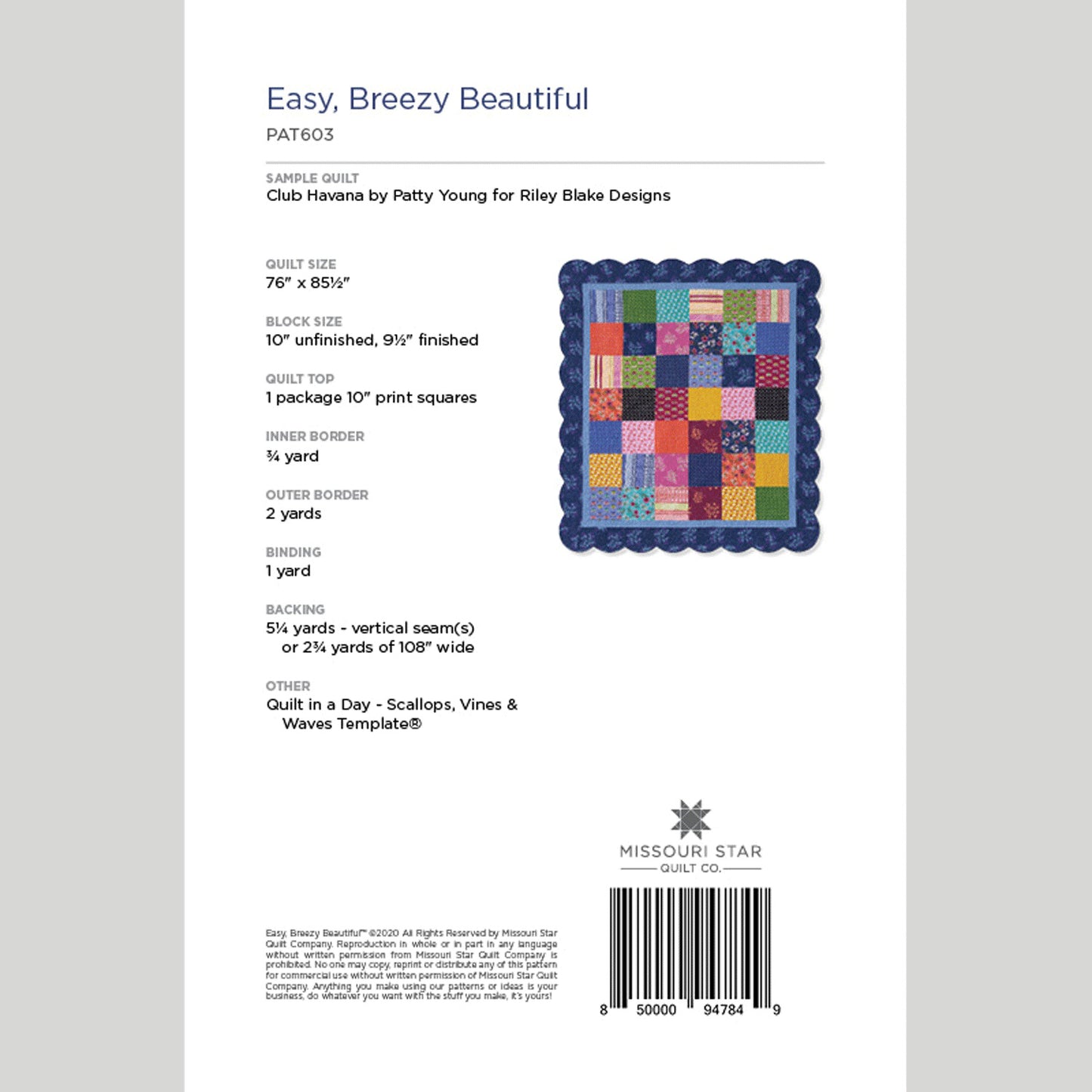 Digital Download - Easy, Breezy Beautiful Quilt Pattern by Missouri St