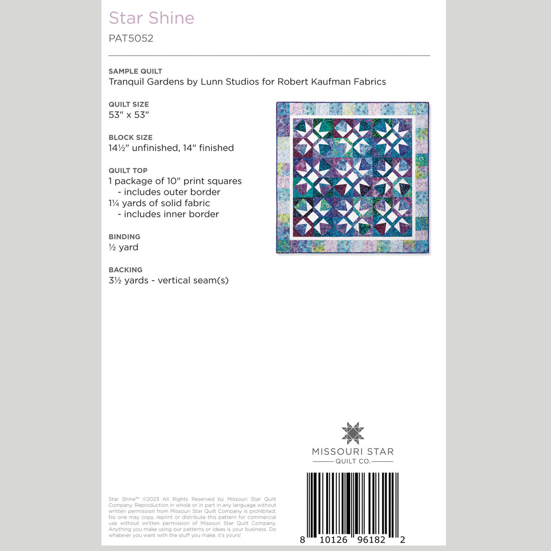 Digital Download - Star Shine Quilt Pattern by Missouri Star