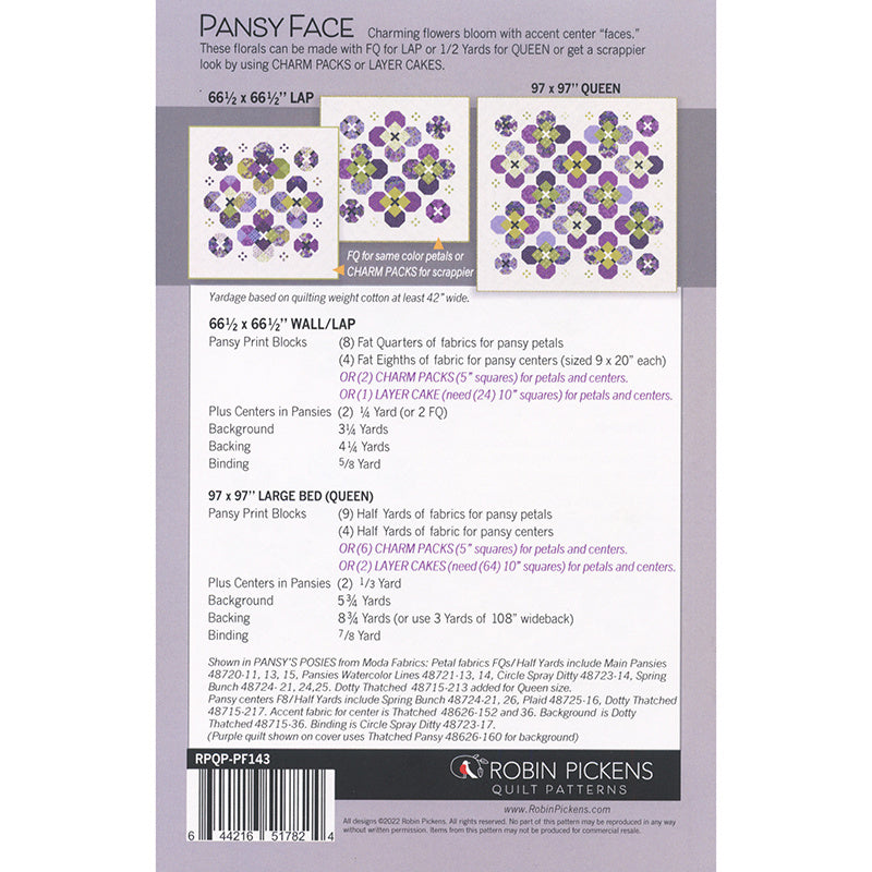 Pansy Face Quilt Pattern
